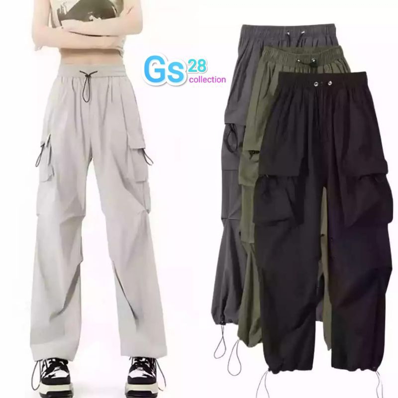 Jual CARGO PANTS WANITA HIGHWAIST LOOSE KOREAN STYLE JUMBO - CELANA KARGO WANITA TERBARU ...
