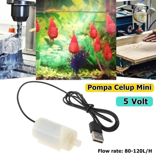 Jual Pompa Celup USB DC 6V Pompa Air Mini Akuarium Micro Brushless ...