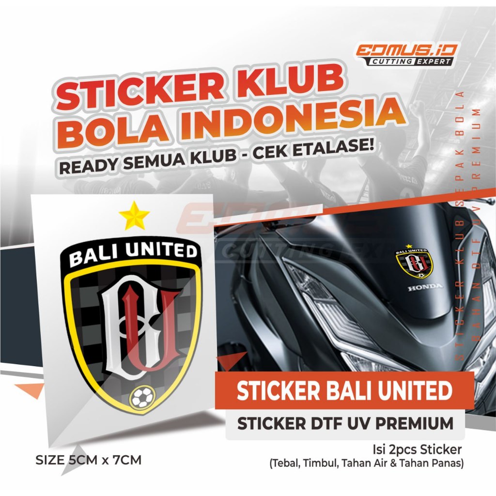 Jual Sticker BALI UNITED - Sticker DTF UV - Seri Klub Sepak Bola ...