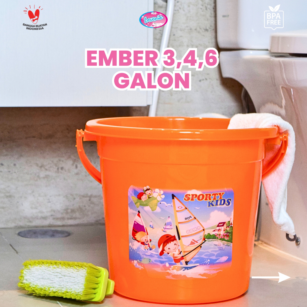 Jual Lovenia Ember Tutup 4 Galon dengan Gagang Timba Air 15 Liter untuk ...