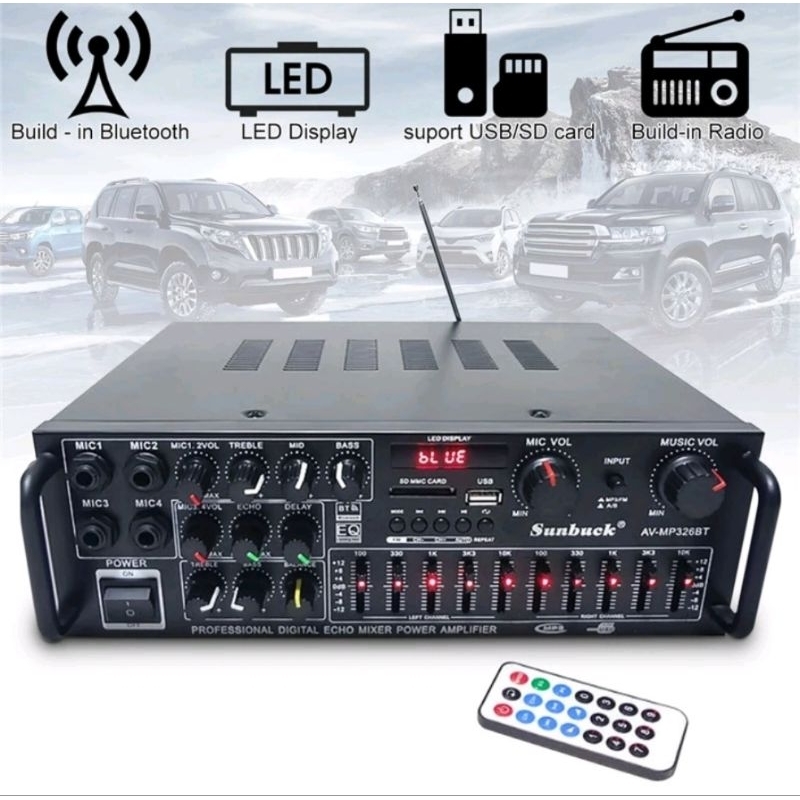 Jual Ampli Karaoke Equalizer Bluetooth Stereo Amplifier Treble Bass ...