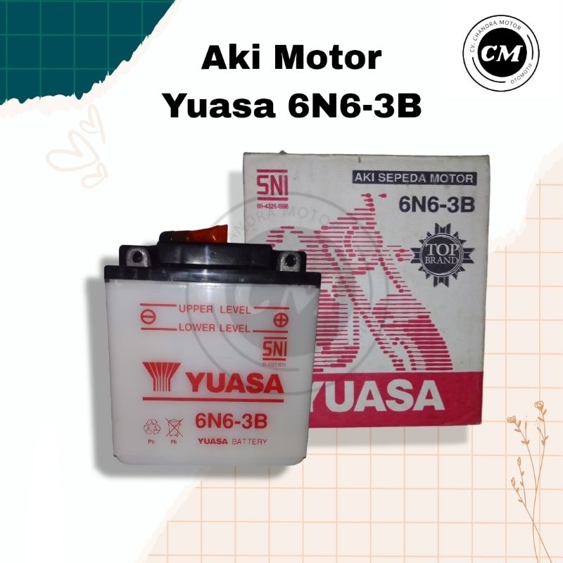Jual AKI MOTOR MEREK YUASA 6N6-3B | Shopee Indonesia