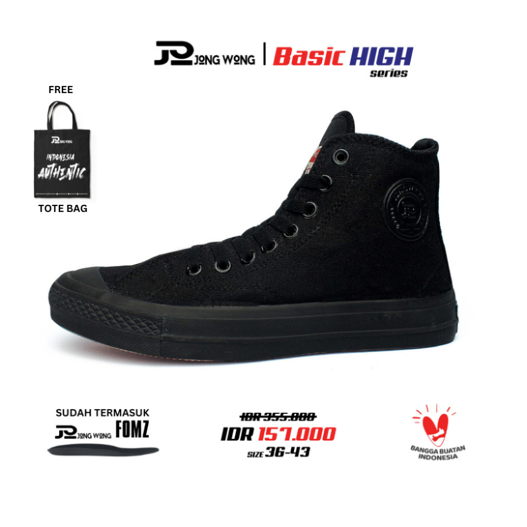 Jual Jong Wong Official - Original Bassic High Full Black | Sepatu ...