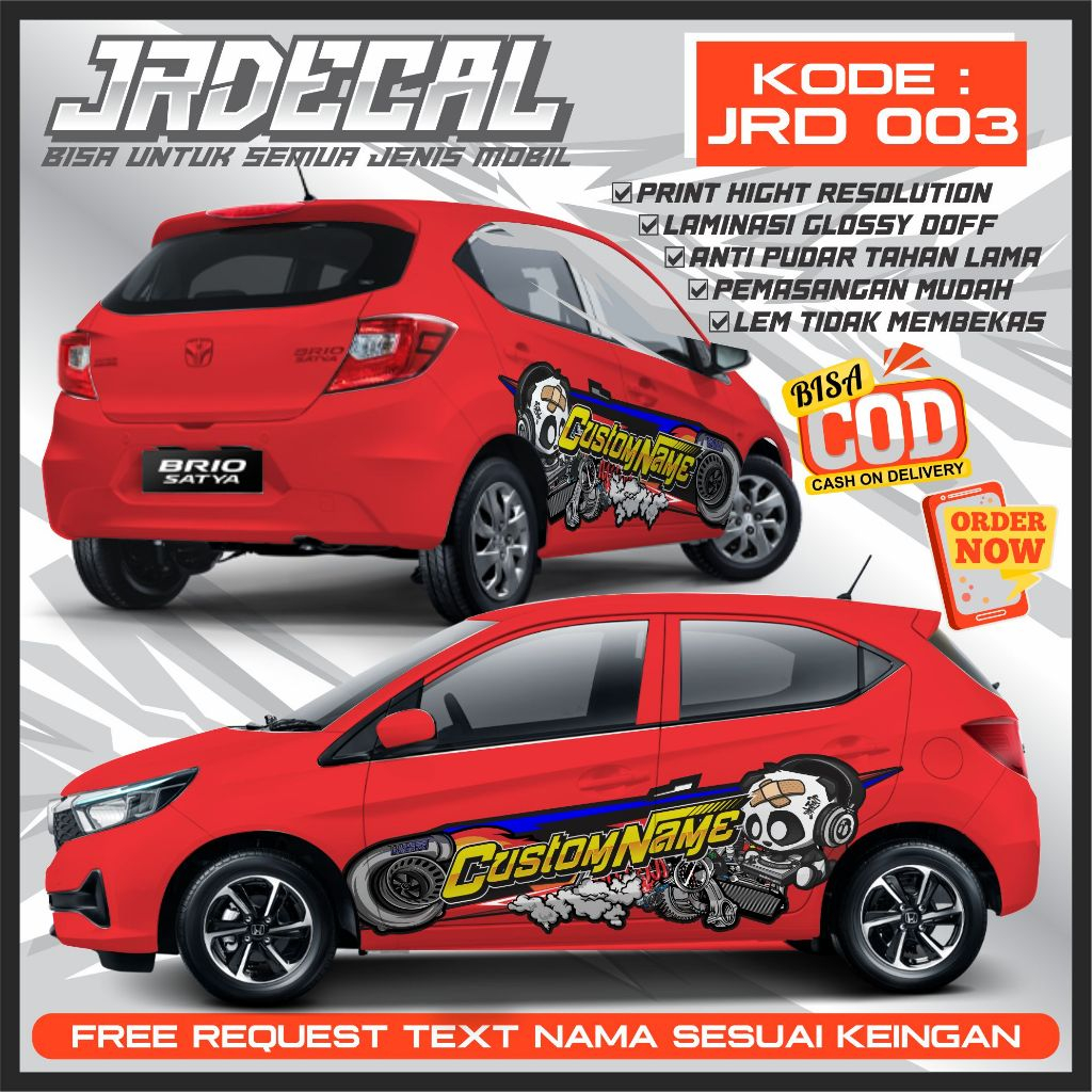 Jual (VIRAL BISA COD) DECAL STRIPING MOBIL THAILOOK BRIO,JAZZ,AGYA,YARIS,AYLA,SWIFT,SIGRA CUSTOM ...