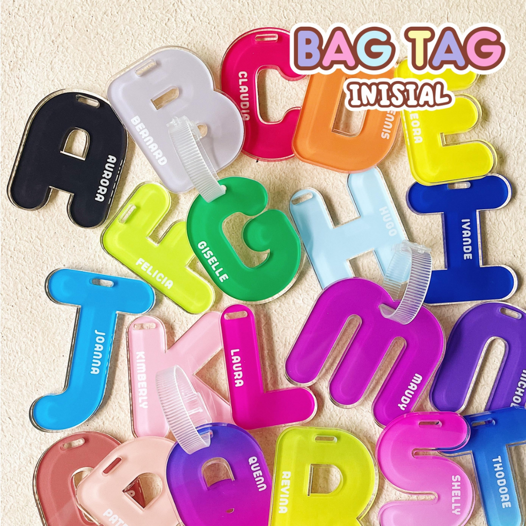 Jual Bag Tag Inisial Tas Anak Sekolah | Bagtag Akrilik Gantungan Tali ...