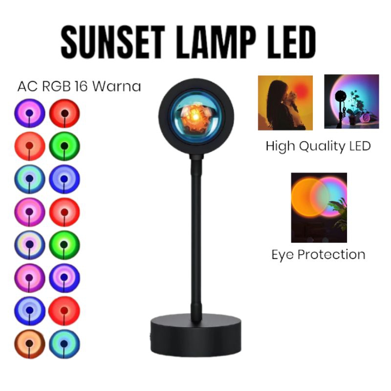 Jual Sunset Lamp LED 16 Warna Lampu Warna Warni Lampu Konten Lampu ...