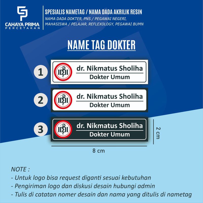 Jual nametag dokter nama dada dokter akrilik resin | Minimal 2 pcs bisa ...