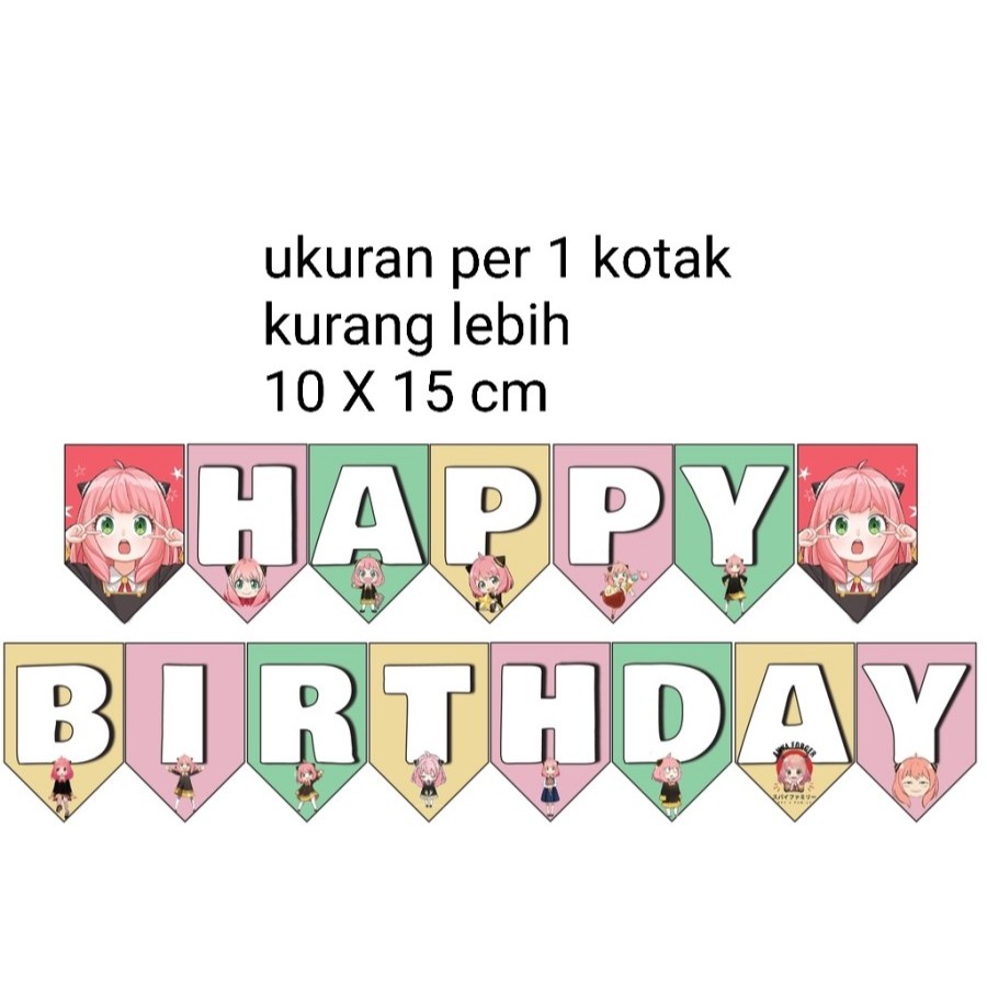 Jual banner flag bunting flag garland flag ulang tahun tema anya forger ...