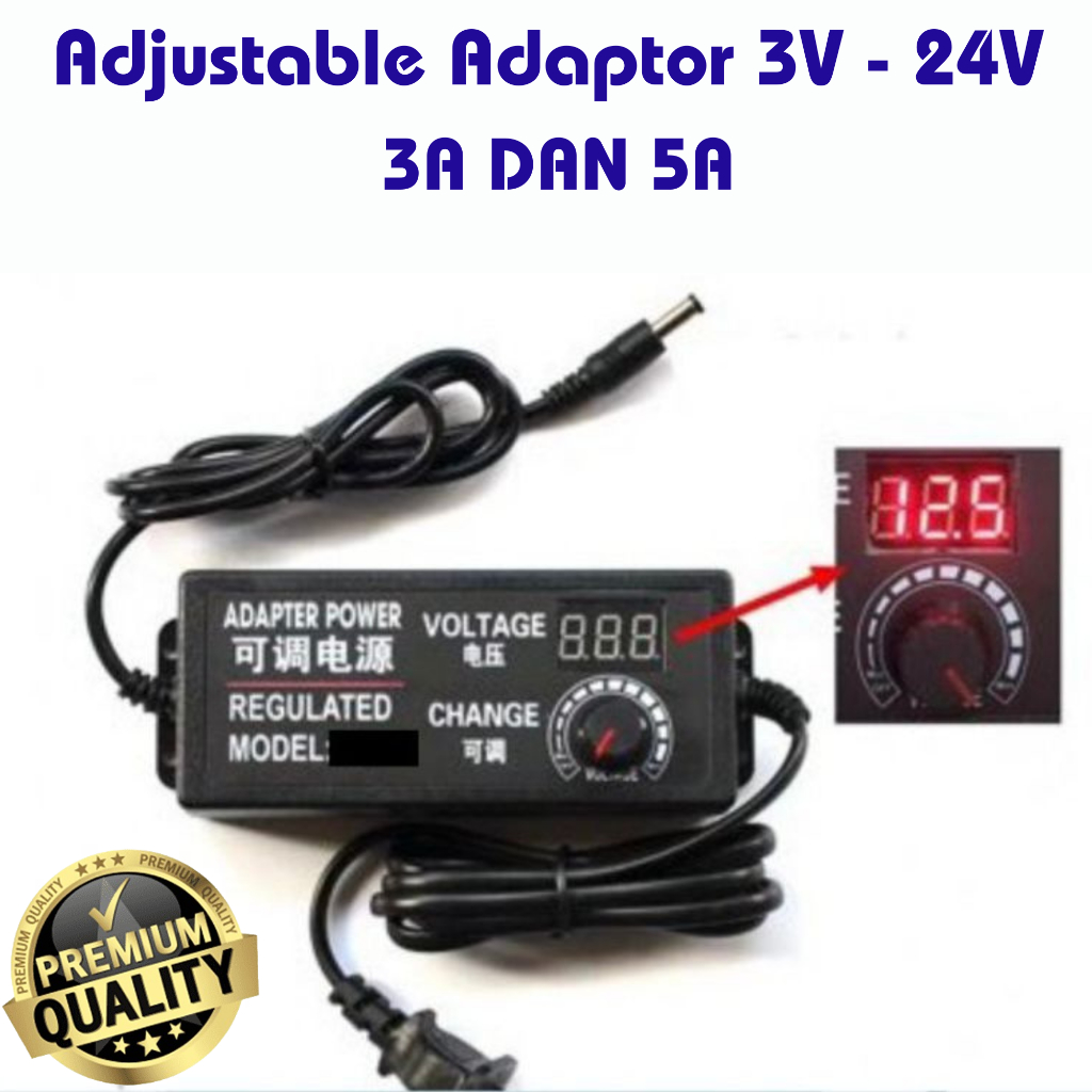 Jual Adjustable Adaptor 3V 24V 3-24V DC 3A / 5A Switching Power Supply SMPS PSU Display Layar ...