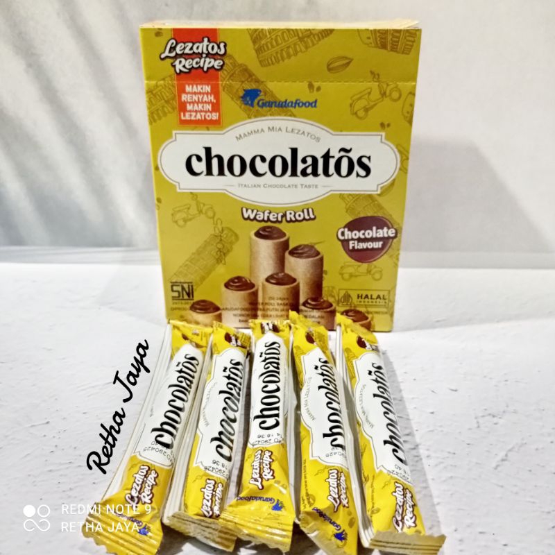 Jual Chocolatos Wafer Roll Box 24 pcs/Gery Chocolatos Wafer Roll ...