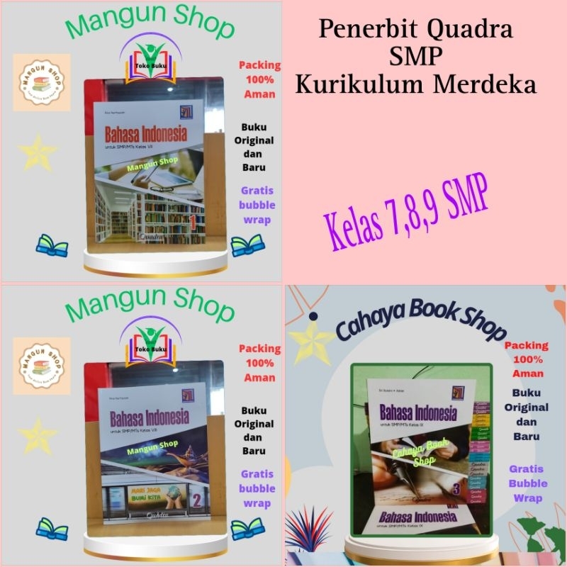 Jual Buku Bahasa Indonesia SMP Kelas 7,8,9 Kurikulum Merdeka Quadra | Shopee Indonesia