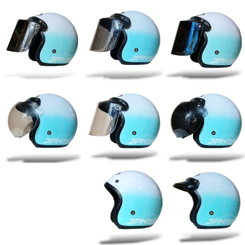 Jual HELM RETRO JPN GRADASI PASTEL GREEN PUTIH | Shopee Indonesia