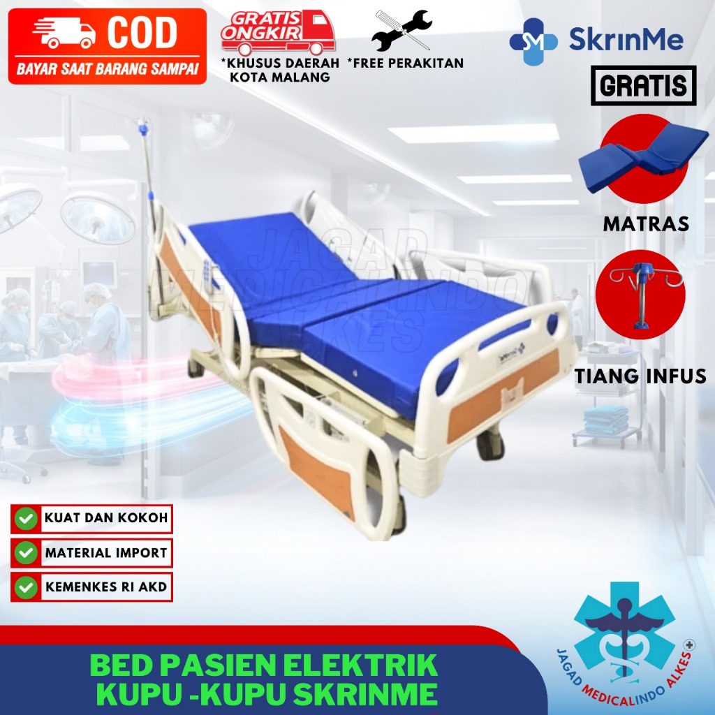 Jual Bed Pasien Elektrik Kupu Kupu ICU 3 Crank 3 Motor Electric Hospital Bed Pasien 3 Motors ...