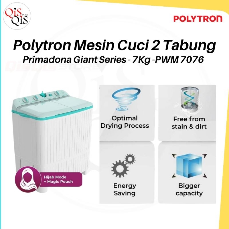 Jual Mesin Cuci POLYTRON 2 Pintu 7 Kg - Primadona Giant Series - PWM ...