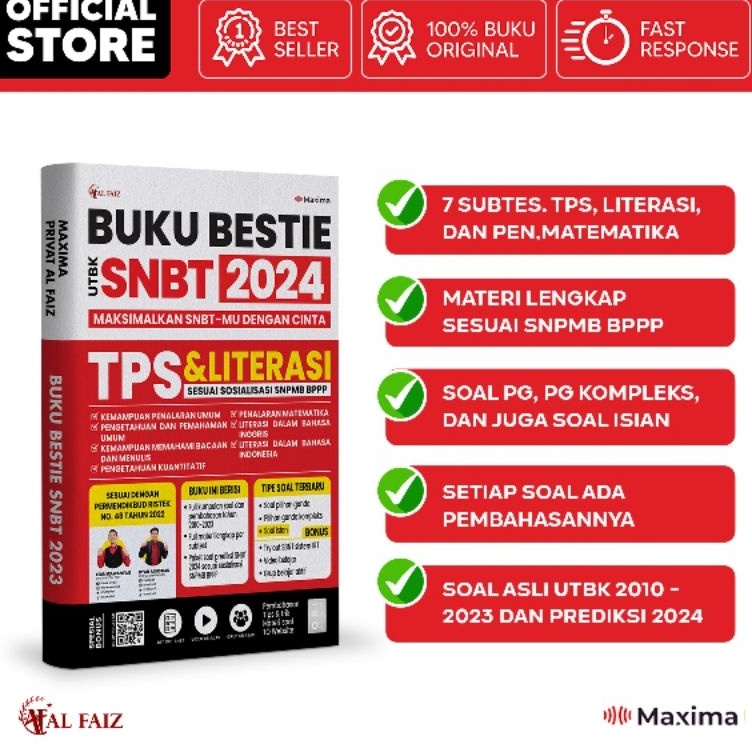 Jual Buy Now Buku Bestie UTBK SNBT 224 TPS dan Literasi MAXIMA ALFAIZ update terbaru soal isian ...