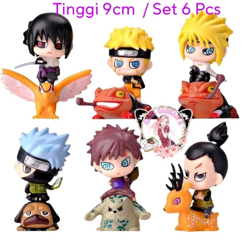 Jual Miniatur Naruto Figure Set 6 Pcs Chibi Kakashi Gaara Minato Sasuke ...