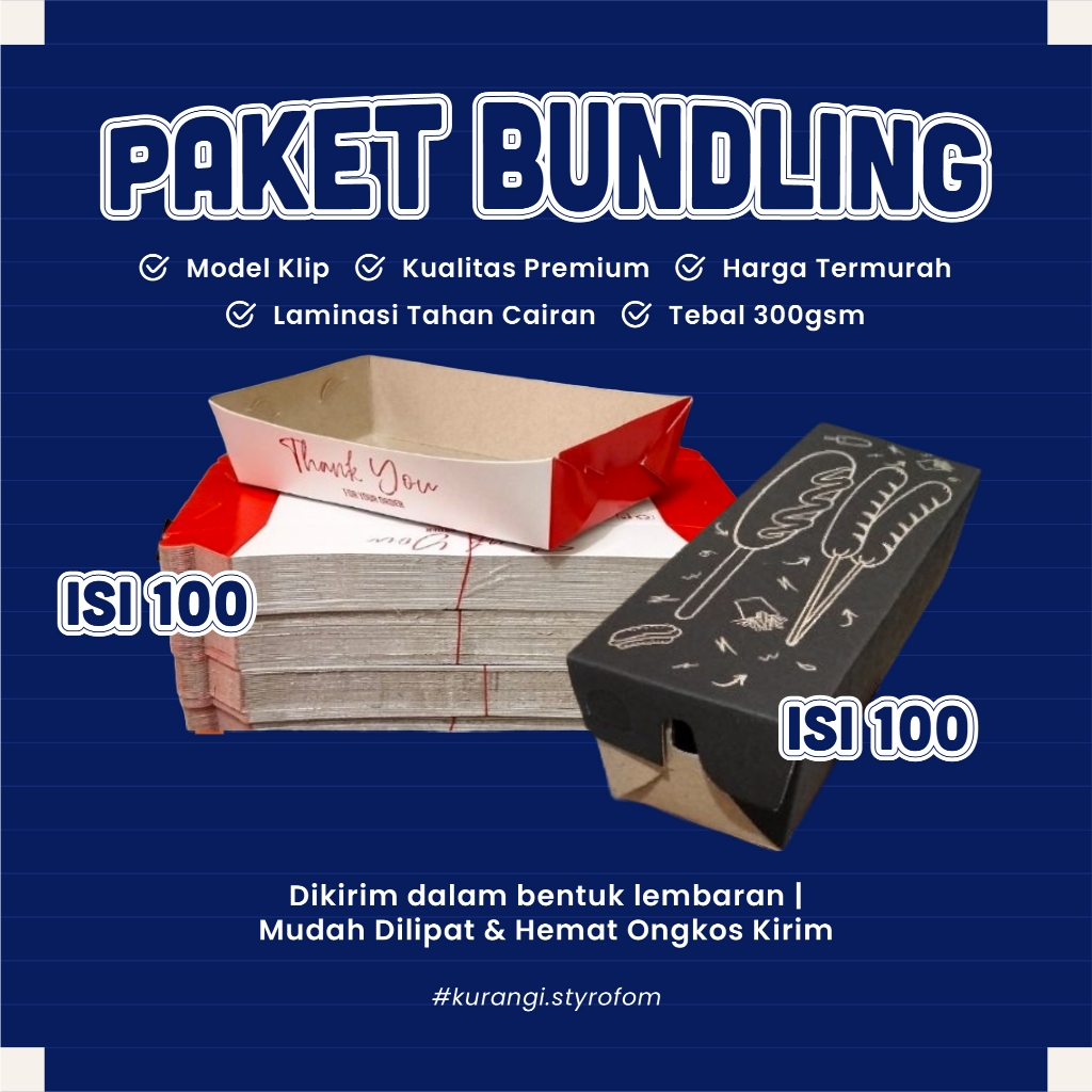 Jual BUNDLING 100+100 Kemasan Kertas Paper Tray Packing Makanan Sekali ...
