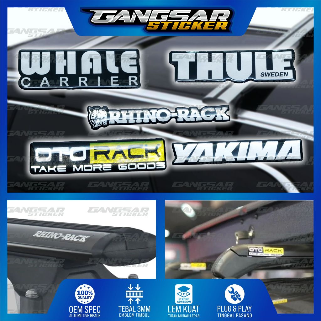 Jual emblem roof rack / emblem timbul roof rail / emblem thule ...