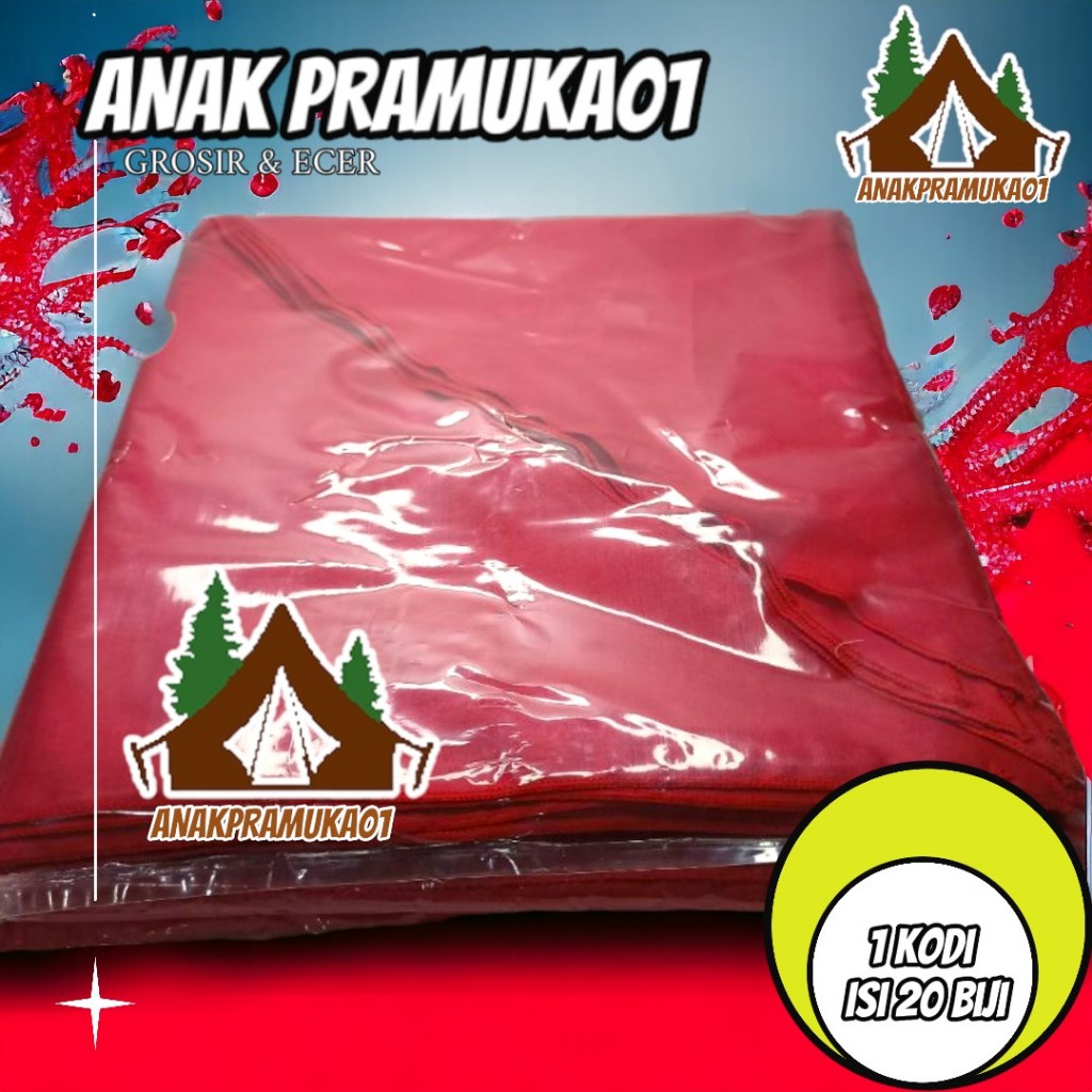 Jual 1 kodi Syal segitiga merah non perekat / syal Paskibra merah isi ...