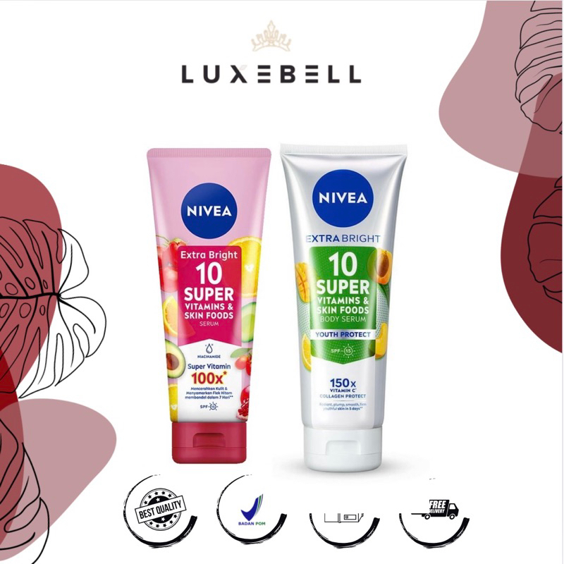 Jual NIVEA Body Serum Extra Bright 10 Super Vitamins & Skin Foods ...