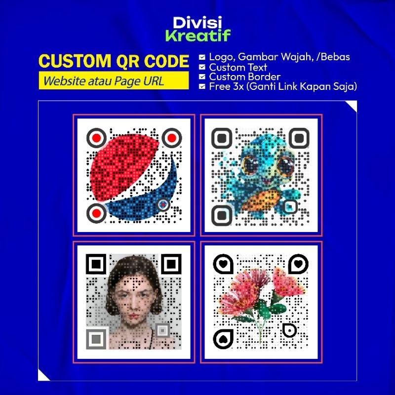 Jual Custom QR Code Unik l Bisa pakai gambar wajah kamu sendiri ...