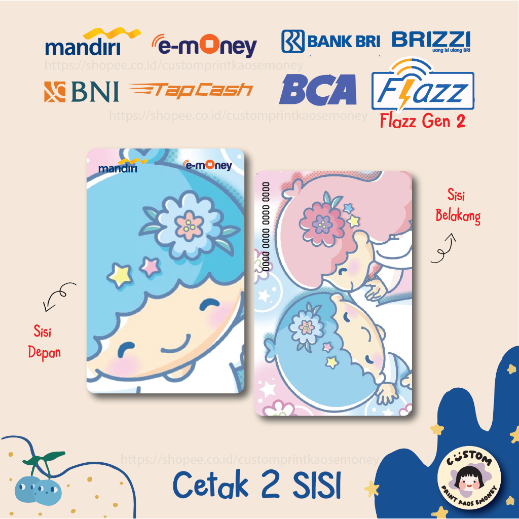 Jual KARTU E MONEY E TOLL ANIME KARTUN KIKI BLUE SANRIO LITTLE TWIN ...