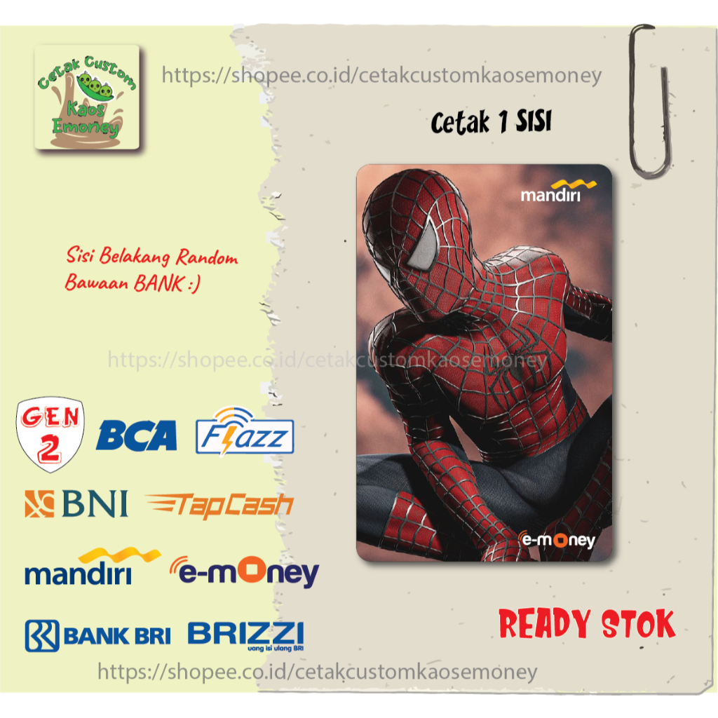 Jual KARTU E MONEY E TOLL SUPERHERO SPIDERMAN HERO EMONEY MANDIRI FLAZZ ...