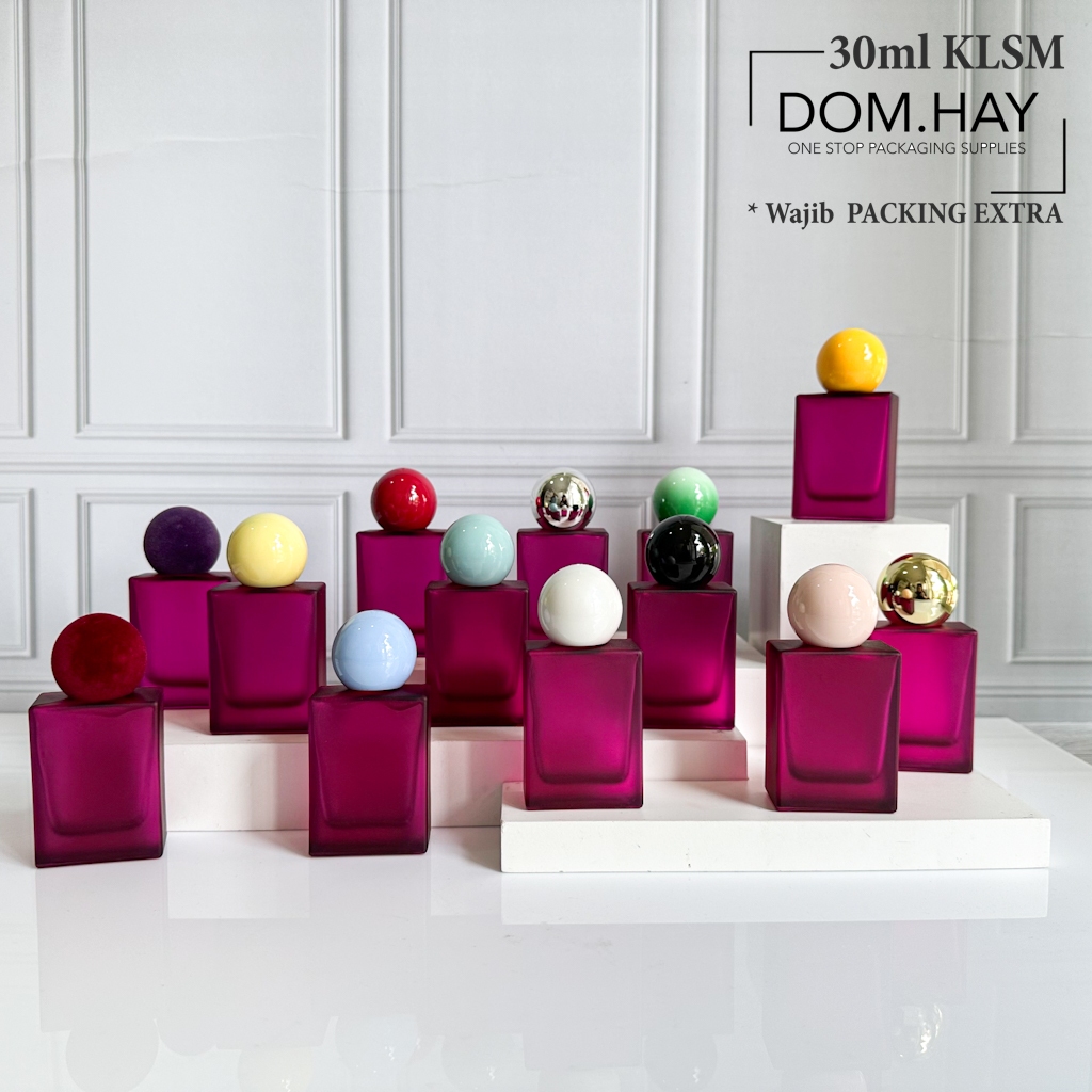 Jual 30ml KLSM Pink Tua Frosted Bola Botol Parfum Semi Press Kaca ...