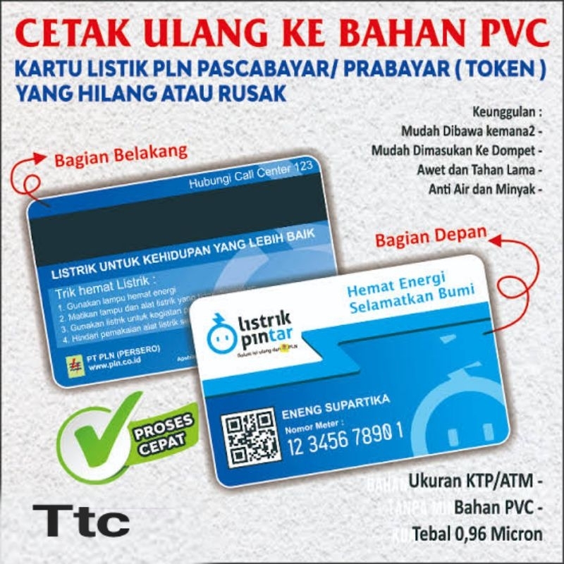 Jual cetak ulang kartu listrik rusak hilang bisa di sini bhn pvc | Shopee Indonesia