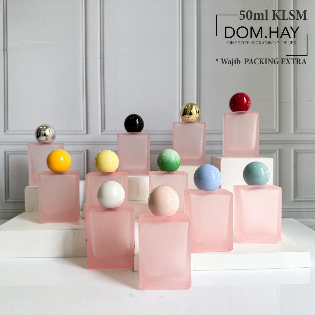 Jual 50ml KLSM Pink Soft Frosted Bola Botol Parfum Semi Press Kaca ...