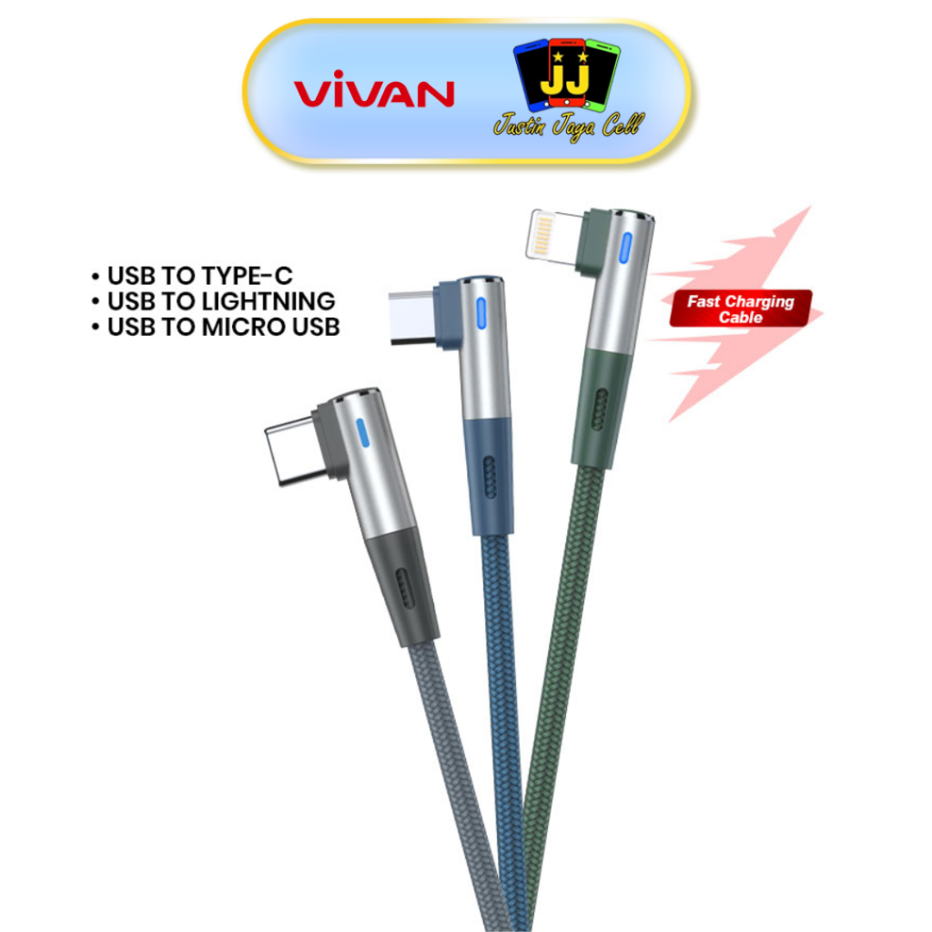 Jual VIVAN Kabel Data Type C/Lightning/Micro USB Kabel Fast Charging ...