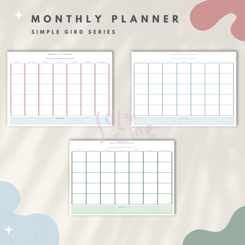 Jual Monthly Planner / Wall Planner- Simple Grid Series | Shopee Indonesia