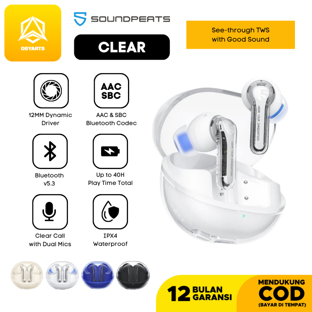 Jual SoundPEATS Clear True Wireless Earbuds 12mm Dynamic Driver TWS ...
