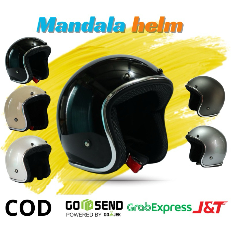 Jual helm bogo retro half face list crom helm bogo classic | Shopee ...