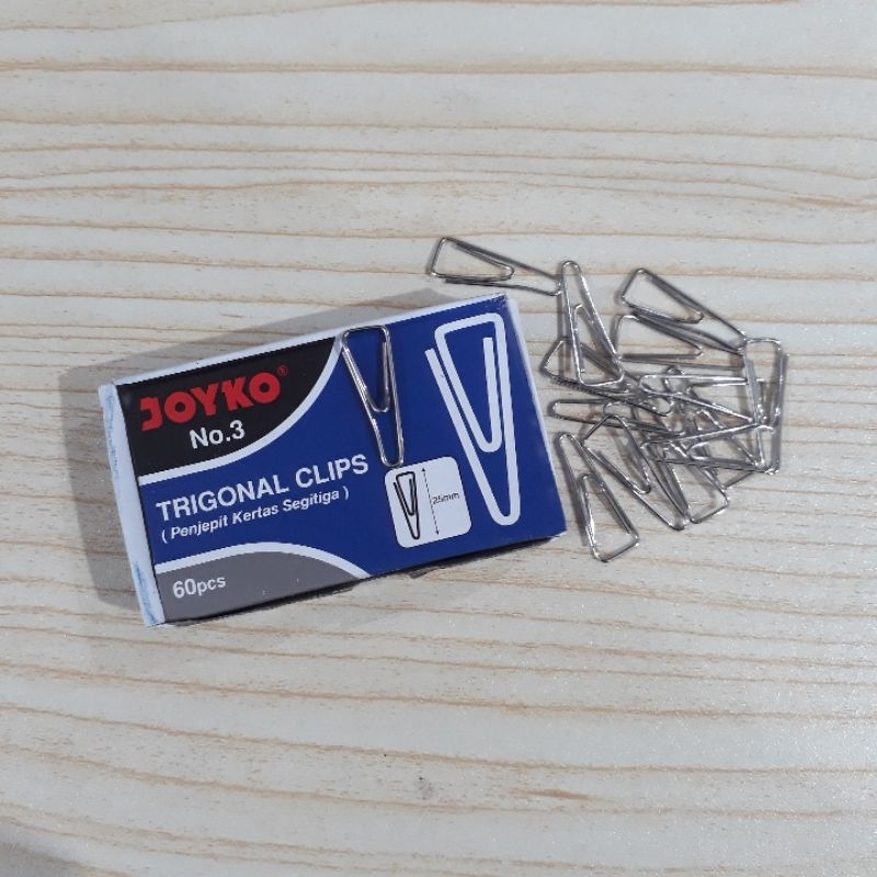 Jual trigonal clips no. 3, penjepit kertas segitiga, trigonal clips ...