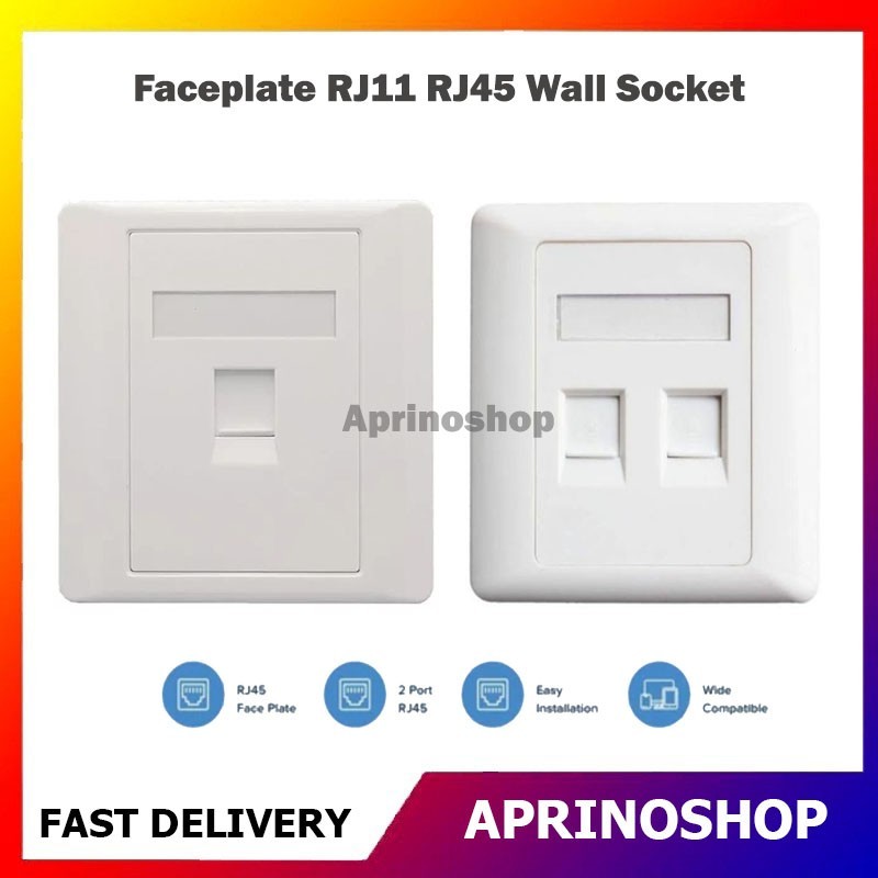 Jual Faceplate RJ45 RJ11 Wall Plate Socket Tembok Inbow Single Double ...