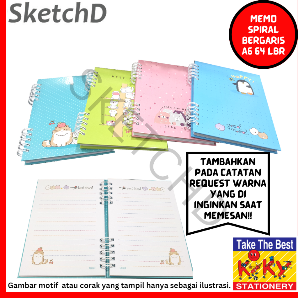 Jual Buku notes kecil lucu spiral A6 64 lembar Kiky Notebook Diary ...