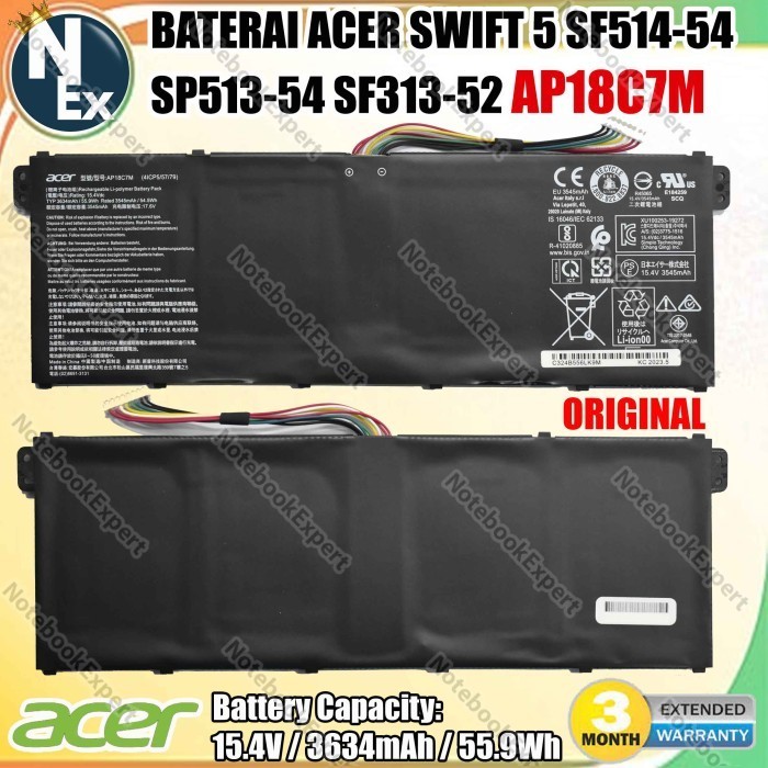 Jual Baterai Acer Swift 5 SF513-55 SF514-55 SF514-54 SF514-54G AP18C7M ...