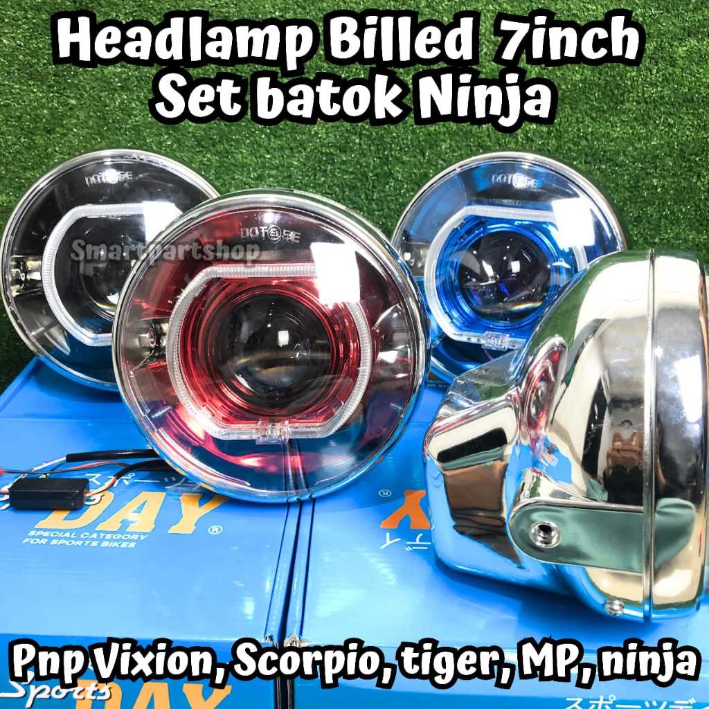Jual lampu depan BILED BILLED ninja set batok ninja chrome Lampu Ninja ...