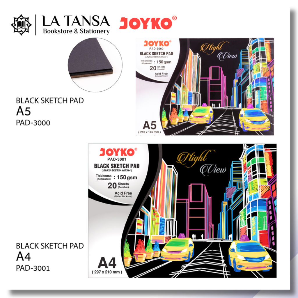 Jual SKETCHBOOK HITAM A4 & A5 JOYKO 20 SHEET PAD-3000 & PAD-3001 ...