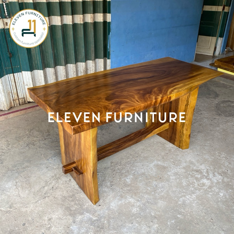 Jual MEJA KAYU SUAR WOOD TREMBESI MEH NATURAL LIVE EDGE tebal utuh ...