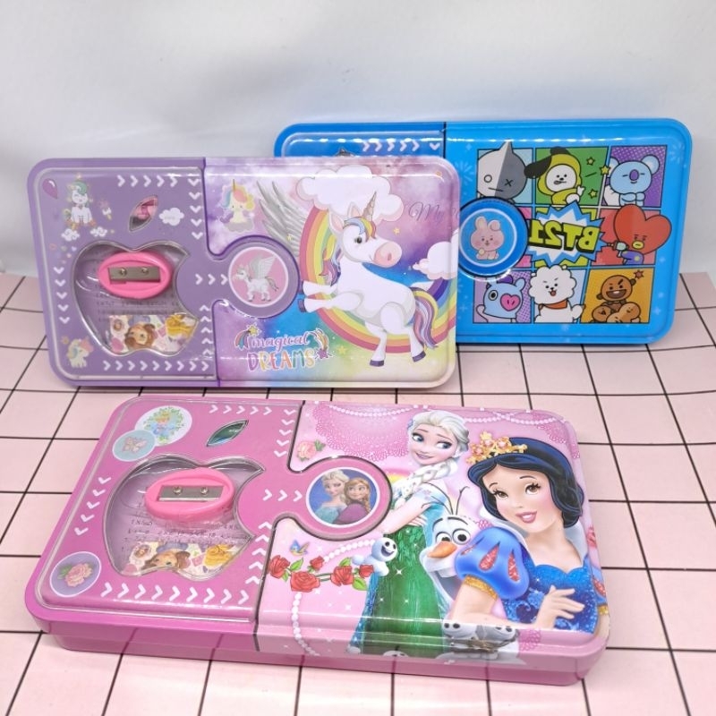 Jual Set Alat Tulis Stationary + Kotak Pensil Case Besar Besi BT21 ...
