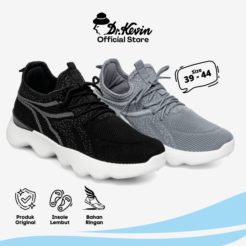 Jual Dr. Kevin Sepatu Sport Pria Men Sneakers Sekolah Flyknit Tali 889 ...