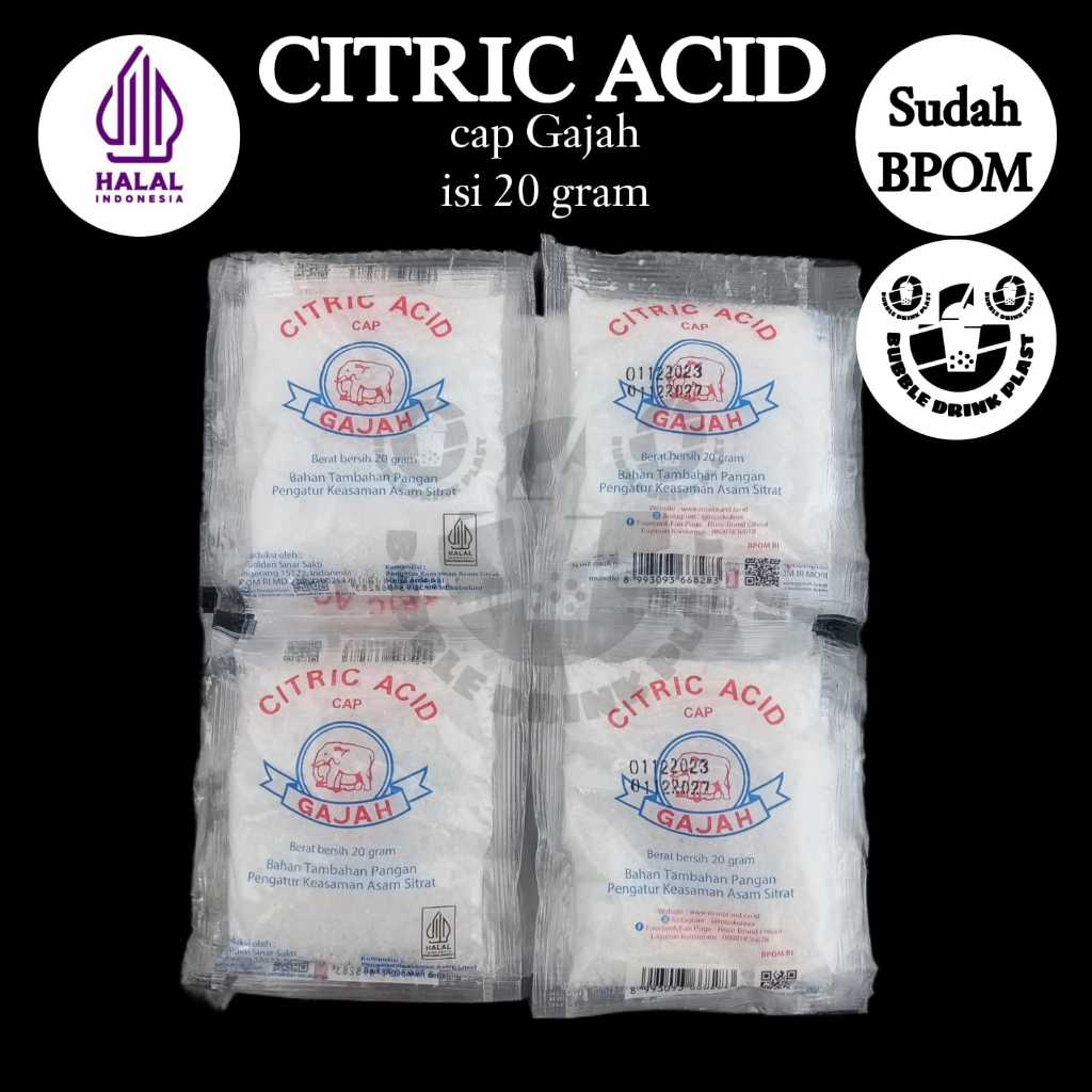 Jual Citrun Cap Gajah 20gr / Citric Acid / Citrun Acid / Asam Sitrat ...