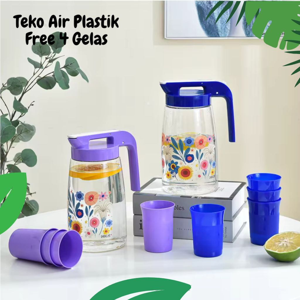 Jual Teko Plastik set 2 liter Teko dan Gelas Cantik | Shopee Indonesia