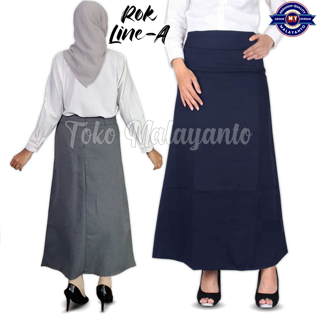Jual Rok panjang Wanita Line A Formal Bawahan Span Hitam Perempuan ...
