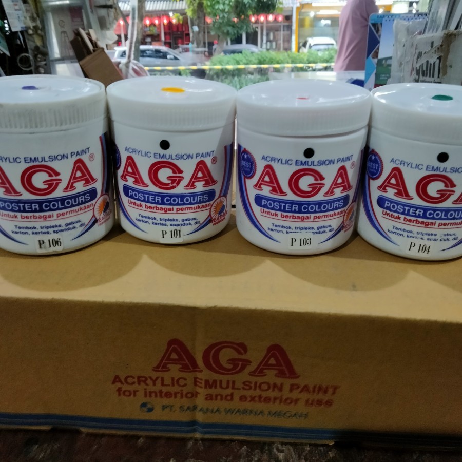 Jual cat AGA poster/acrylic/dekor/lukis/gabus waterbased 250 CC warna ...