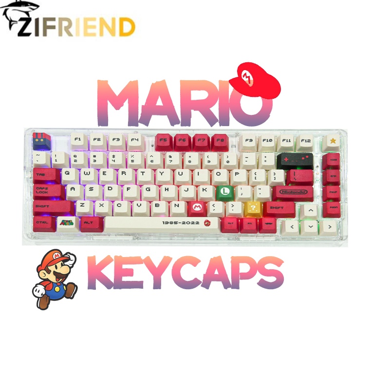 Jual KODE E1C4 Zifriend Mario Theme Keycaps PBT Dyesublimated OEM ...
