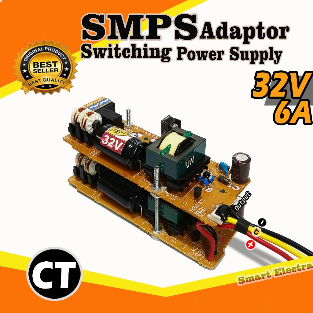 Jual Adaptor SMPS power Supply 32V 6A CT dan NON CT cocok untuk ...