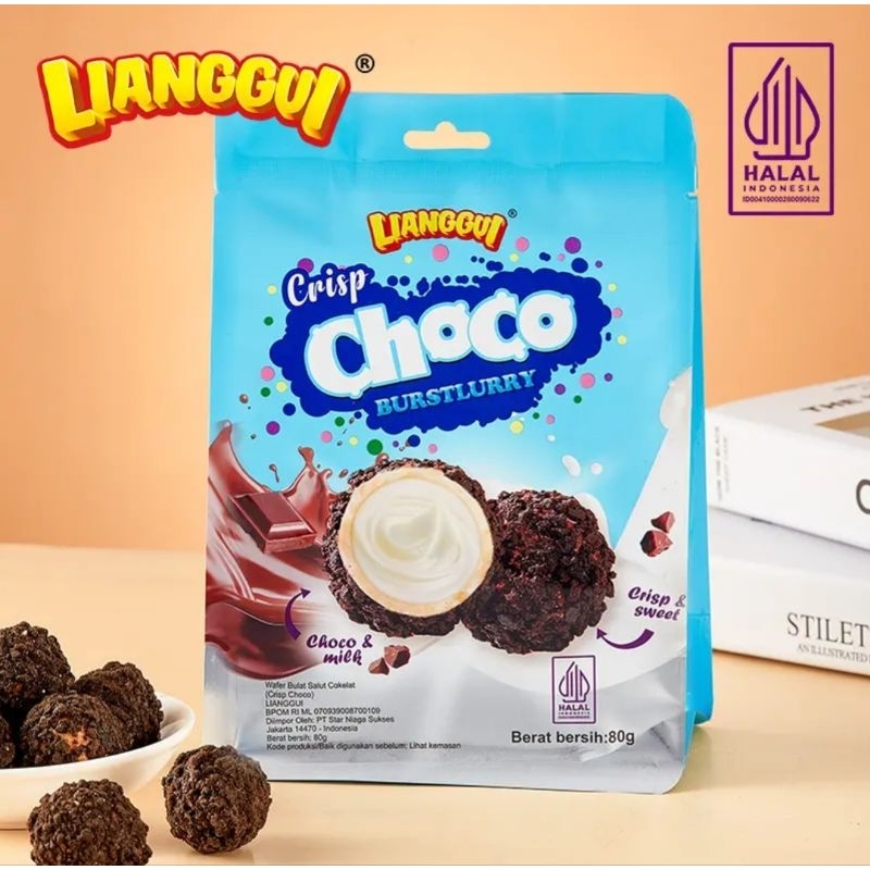 Jual [HALAL] Lianggui Crisp Choco Burstlurry Ball Wafer Bulat Salut ...
